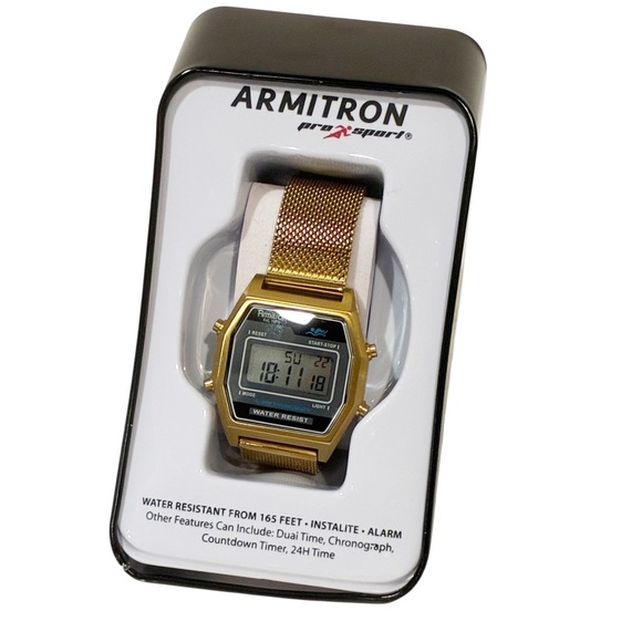 Armitron | Accessories | Armitron Sport Gold Retro Digital Chronograph ...